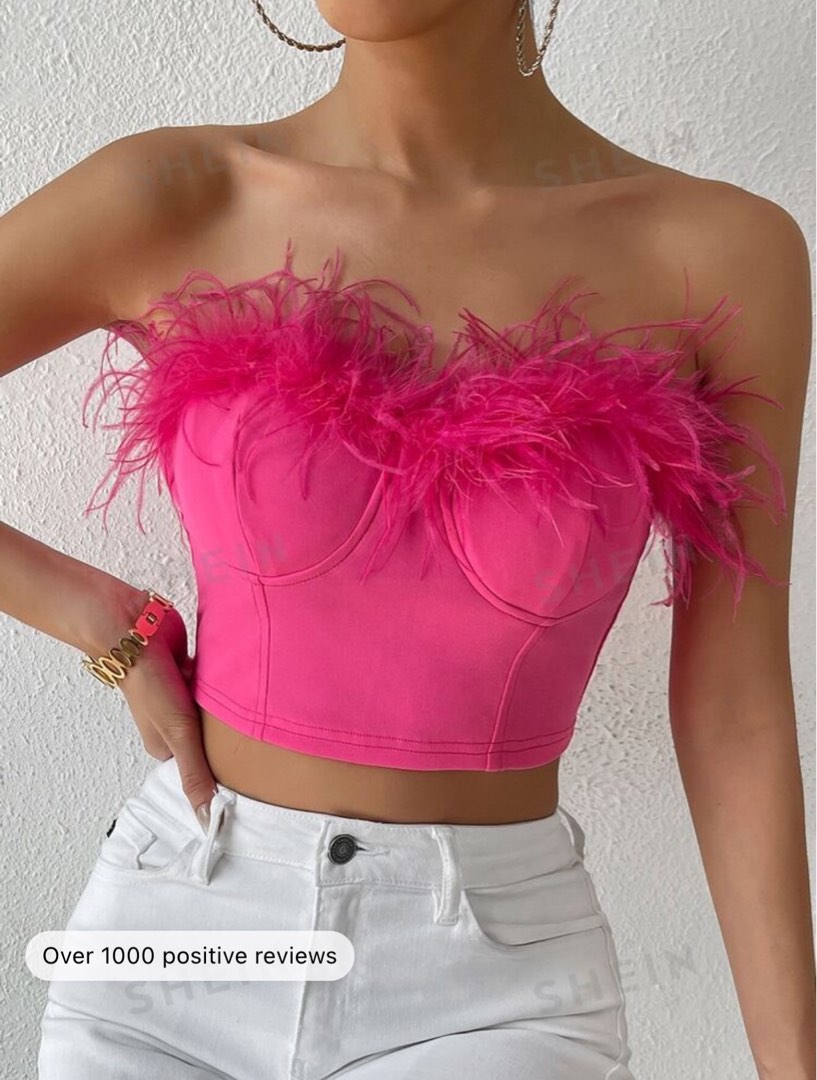 Fuzzy Tube Top, Women's Fashion, Tops, Sleeveless on Carousell