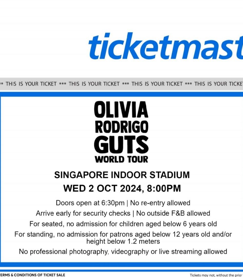GUTS World Tour SG Concert Ticket, Tickets & Vouchers, Event Tickets on ...