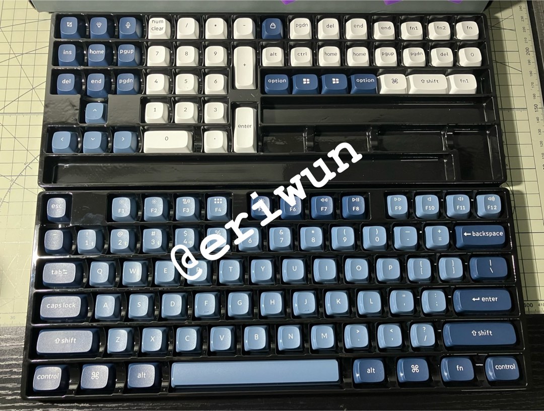 Keychron keycaps OSA profile double-shot - default blue & extra whites ...