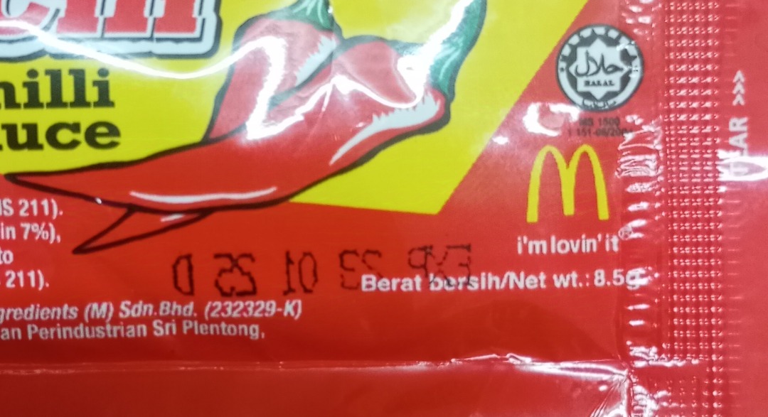 Malaysia McDonald Chilli Sauce Unique Packs Has Printing Big Error ...