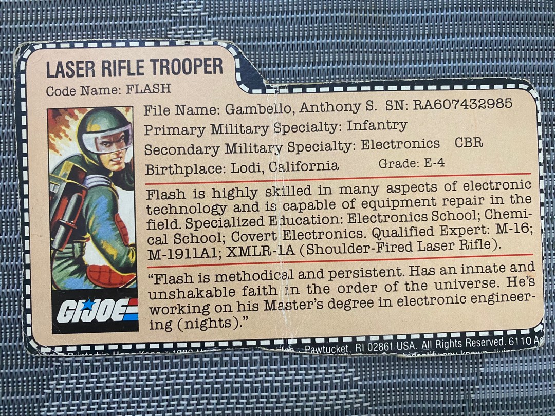 Original Vintage G.I. GI Joe Laser Rifle Trooper : FLASH - File Card ...
