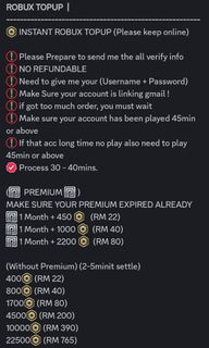 ROBLOX Robux - 100 Robux = Rm3, Video Gaming, Gaming Accessories, In ...