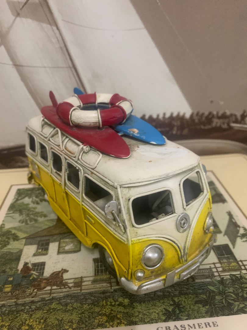 Vintage VW Style Camper Van Rustic Shabby Tin Metal Model Ornament 16cm ...