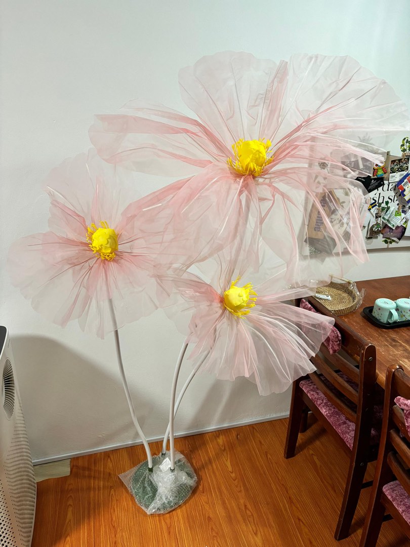 3PCS WITH STAND Wire mesh flower wedding flower art props road guide ...