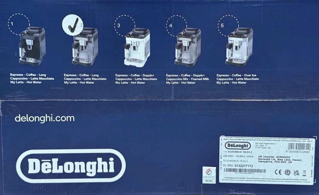 全新未拆封 DeLonghi ECAM290.81.TB 15巴 Magnifica Evo 全自動即磨咖啡機, 家庭電器, 廚房電器 ...