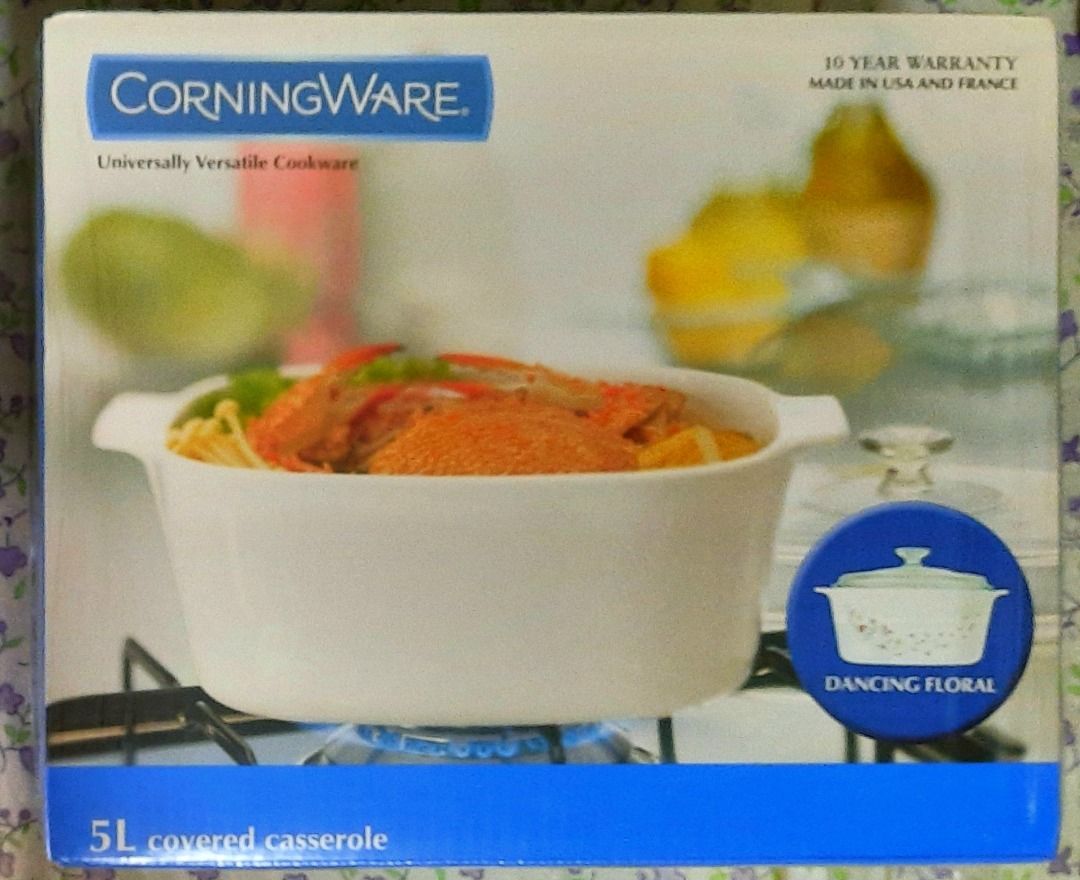 BNIB Corning Ware 5L Casserole with cover - Dancing Floral, Furniture ...