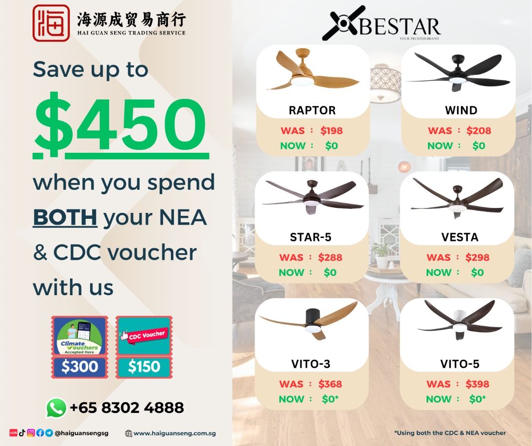 Ceiling Fans NEA Climate Voucher + CDC Vouchers Accepted on Carousell