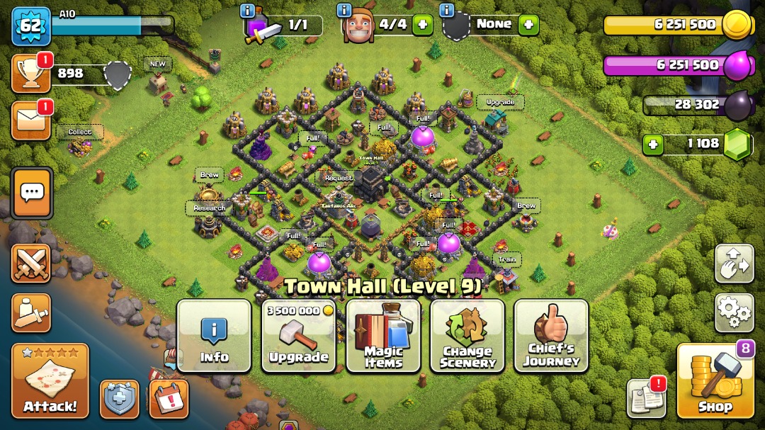 Clash of Clans Account for Alt (COC) (TH9), Video Gaming, Video Games ...