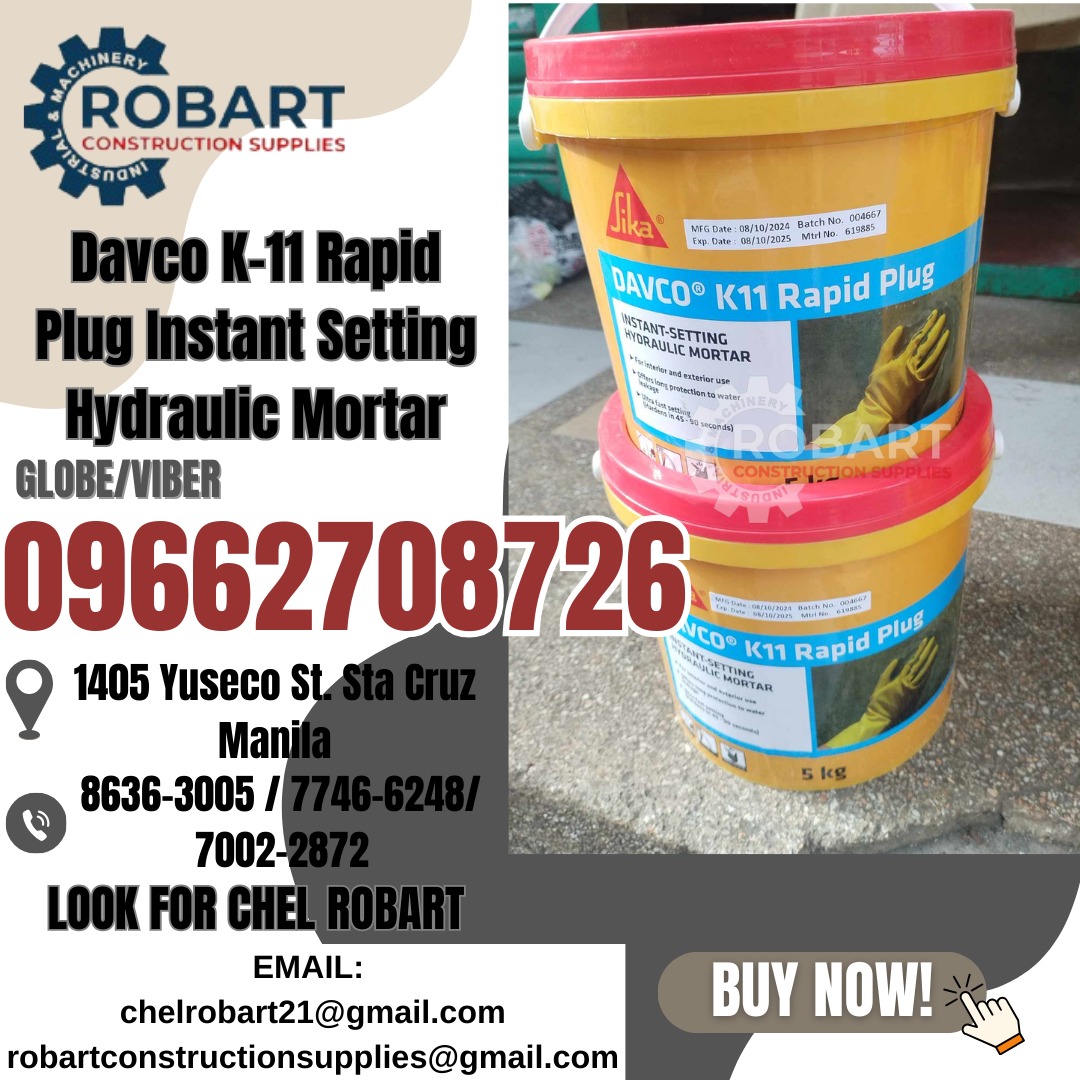 DAVCO K11 RAPID PLUG INSTANT SETTING HYDRAULIC MORTAR, Commercial ...
