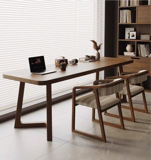 AFLAME Rustic Solid Wood Study Table, Furniture & Home Living ...
