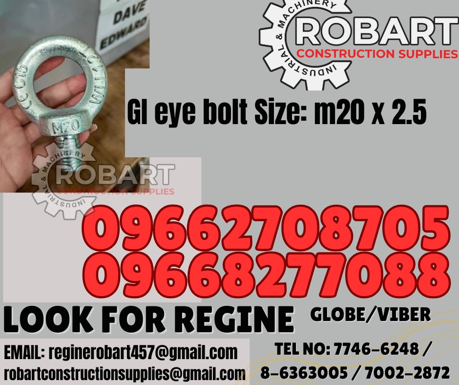 GI eye bolt Size: m20 x 2.5, Commercial & Industrial, Construction ...