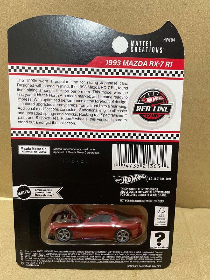 Hot Wheels RLC 1993 Mazda RX-7 R1, Hobbies & Toys, Toys & Games on ...
