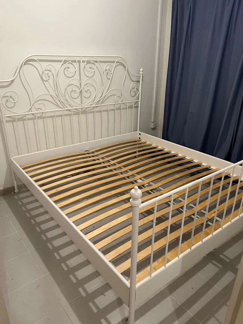Ikea leirvik bed frame (Queen) used for 3months only!! , Furniture ...