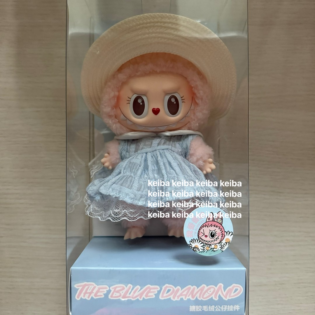 Labubu Mokoko v3 blue diamond bag plush pendant, Women's Fashion ...