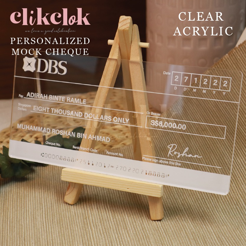 Mock Up Cheque - Engraved Clear Acrylic with Stand, Hobbies & Toys ...