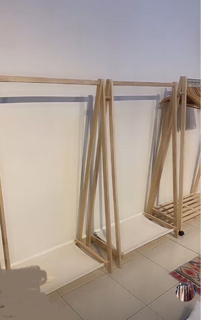 Nordic Muji Wooden clothing A stand rack, Furniture & Home Living ...