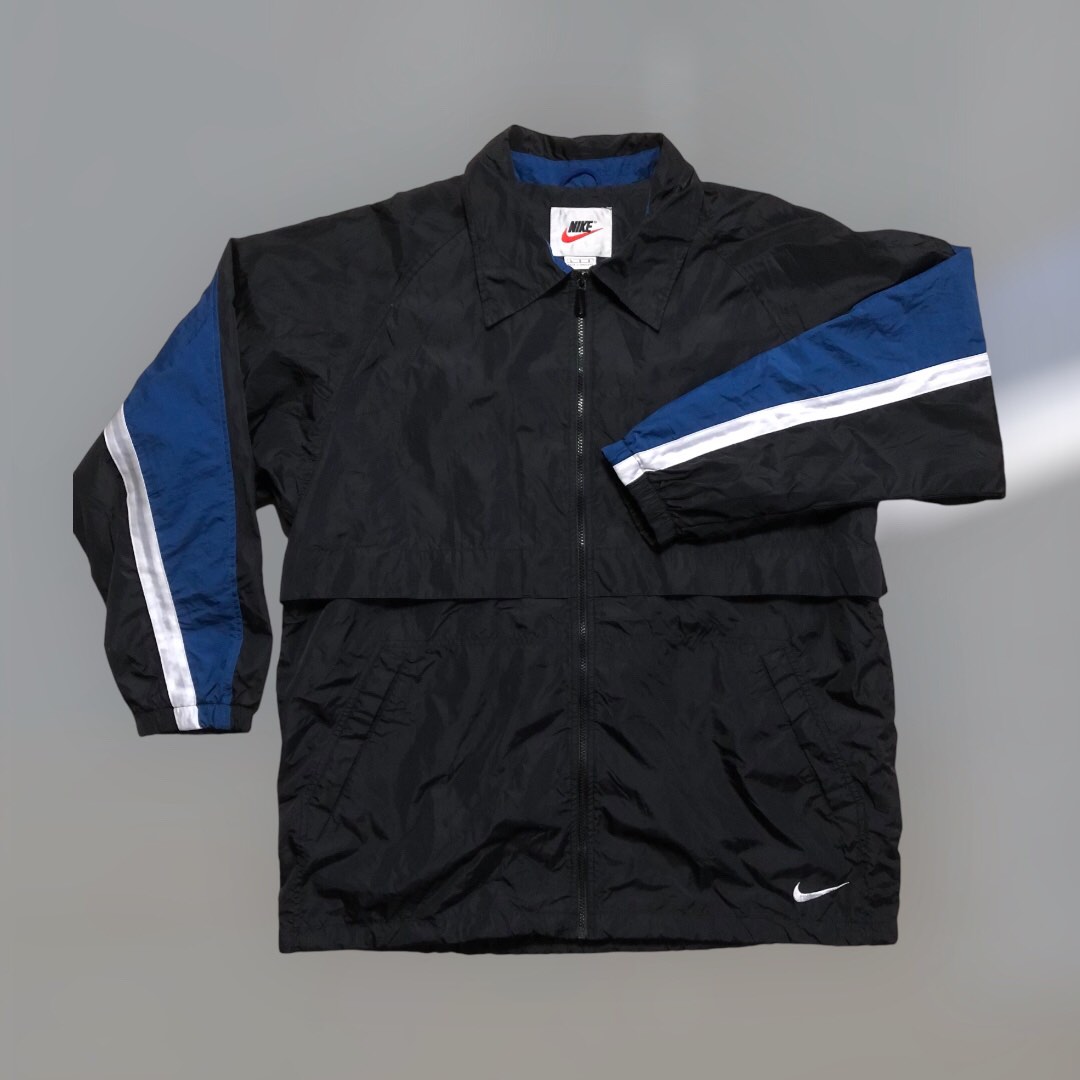 Rare vintage nike swoosh striped sleeve Windbreaker Jacket 90s 2000 ...