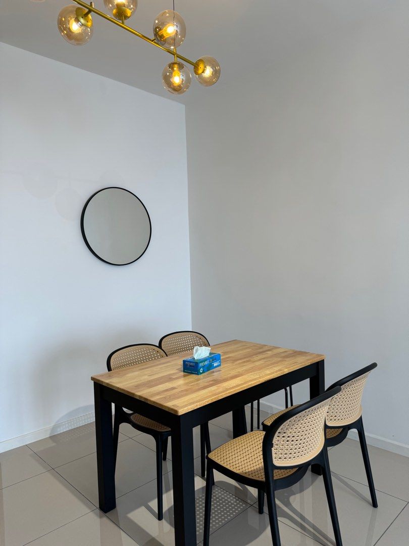 Recafi Dining Table Set 4 seater Solid Wood, Furniture & Home Living ...