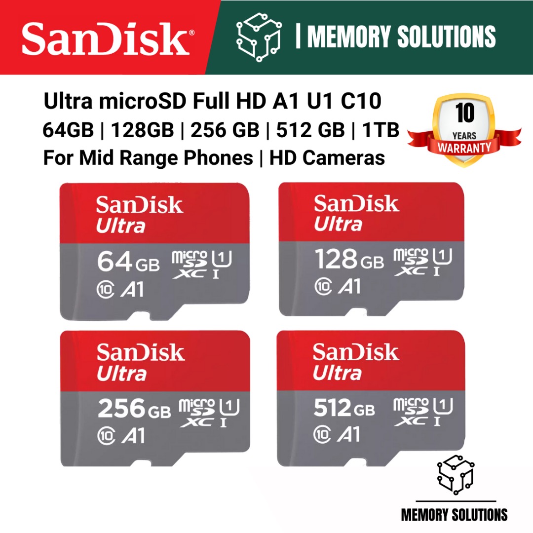 SanDisk Ultra microsd micro sd Card 64GB | 128GB | 256GB | 512GB | 1TB ...