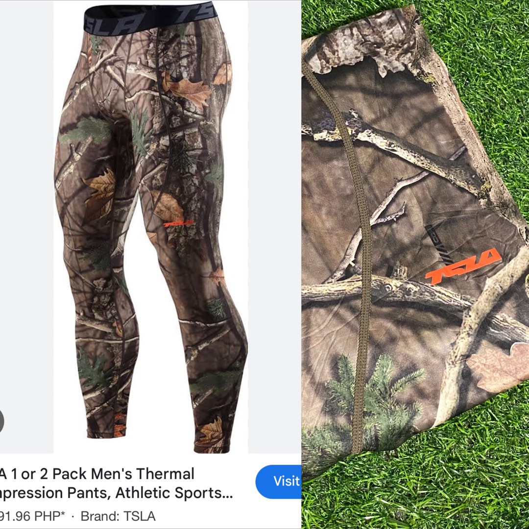TSLA Thermal Compression Pants x Real Tree Camo Patterns x As new, Men ...