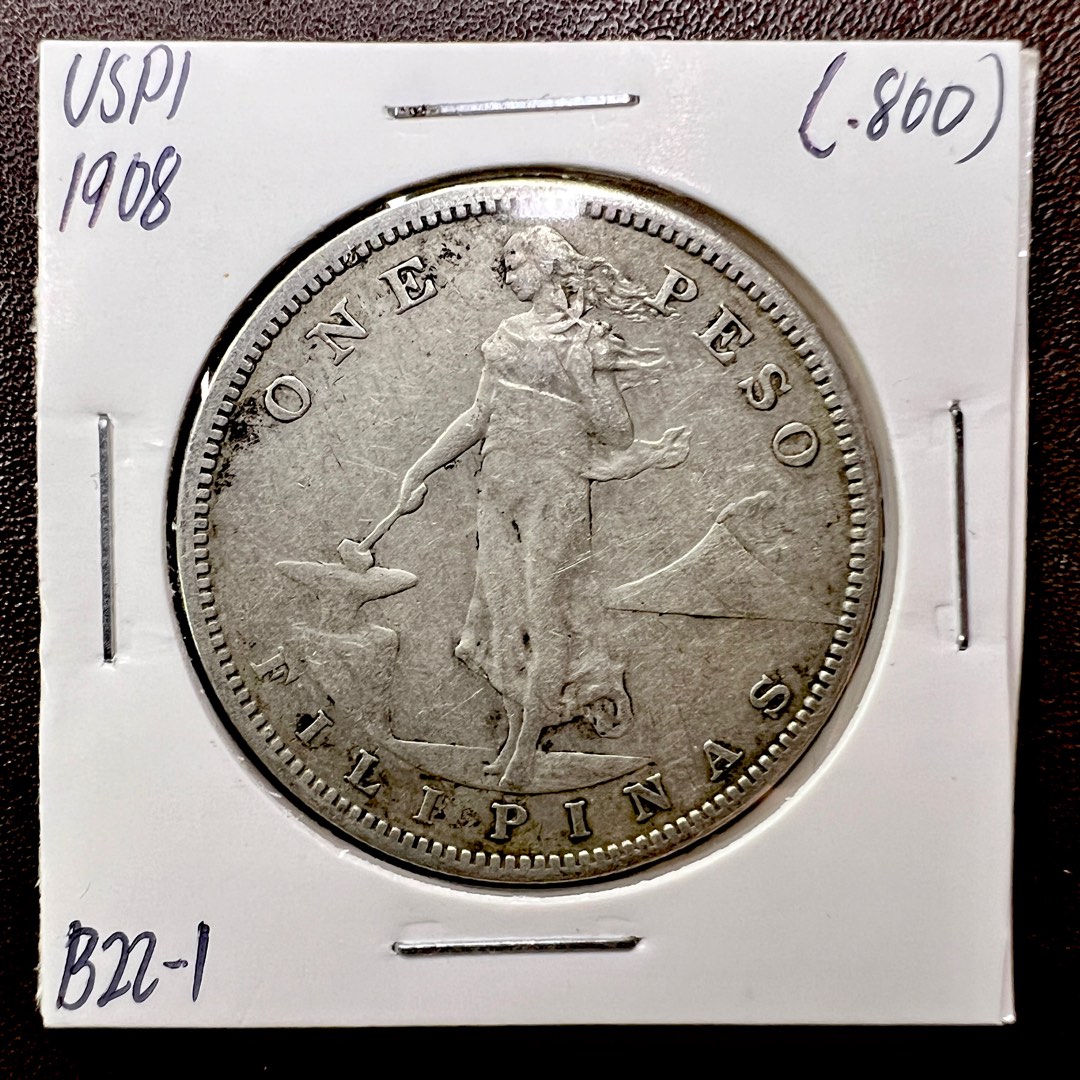 1908 uspi One Peso (F) -b22-1, Hobbies & Toys, Memorabilia ...