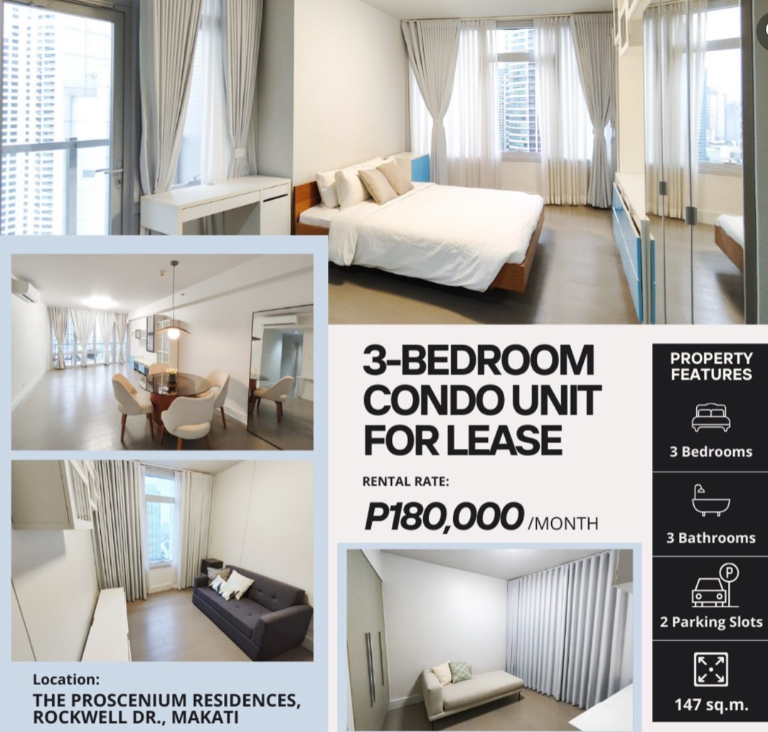 3BR THE PROSCENIUM RESIDENCES ROCKWELL MAKATI FOR LEASE, Property ...