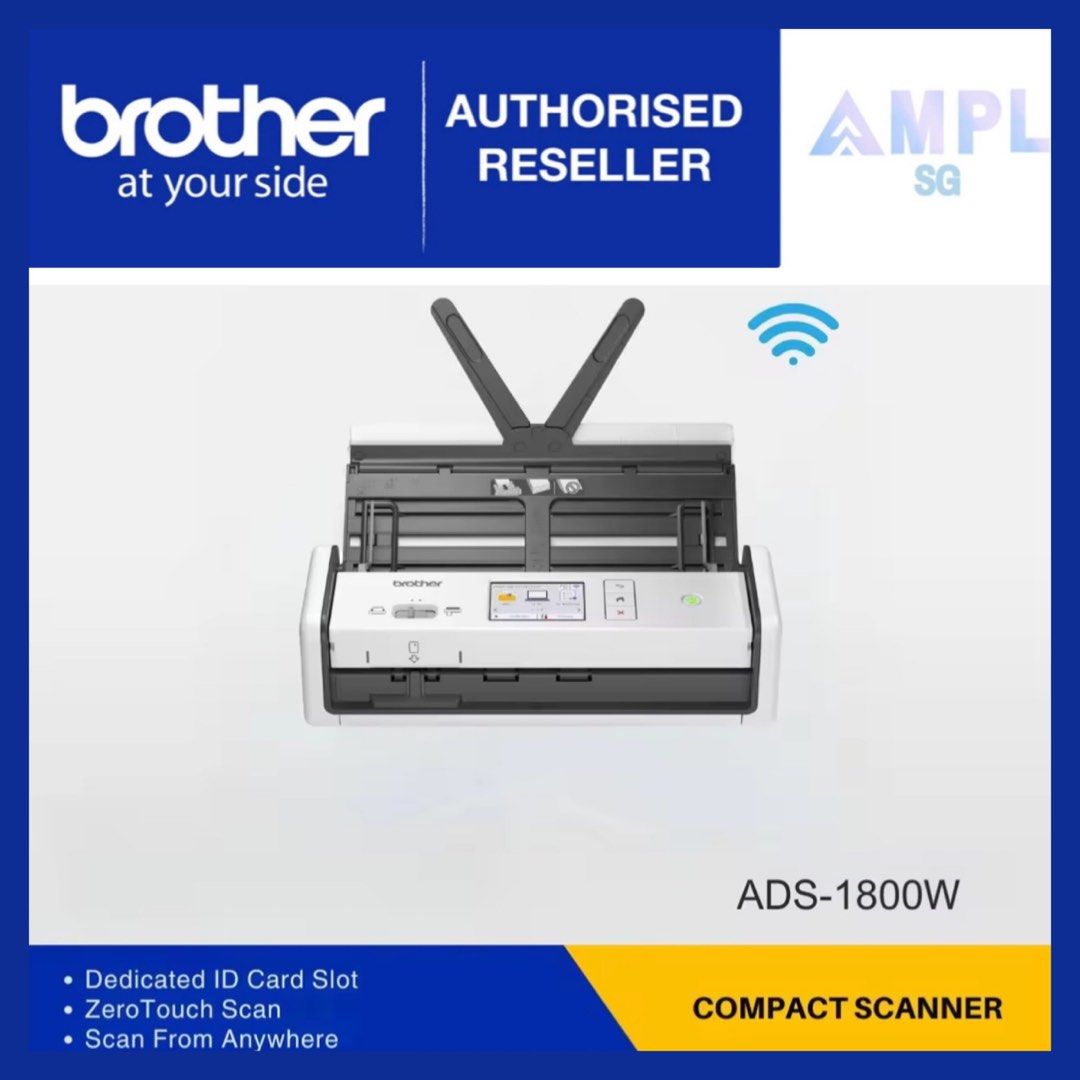 Brother ADS-1800W Wireless Compact Scanner | Dedicated ID Card Slot ...
