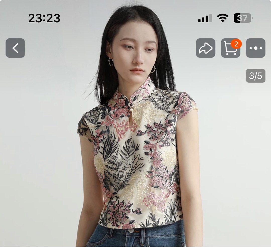 Cheong Sam top, Women's Fashion, Tops, Blouses on Carousell