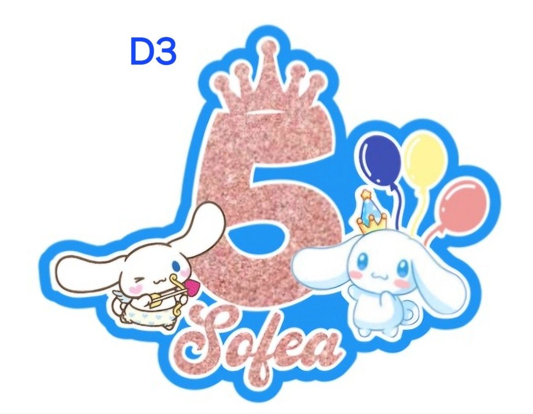 Cinnamoroll Theme Personalised Cake Topper, Hobbies & Toys, Stationery ...