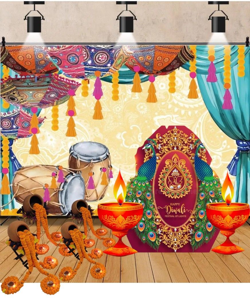 Deepavali backdrop setup office Diwali decoration, Furniture & Home ...