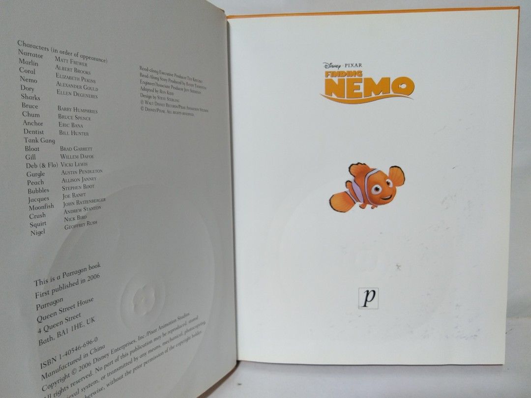 Disney Pixar FINDING NEMO, Hobbies & Toys, Books & Magazines, Children ...