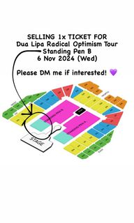 Dua Lipa Radical Optimism Tour Singapore ticket - 1 Cat 7, Tickets ...