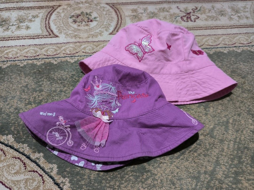 Girl pink purple princess reversible cap hat topi cantik comel, Babies ...