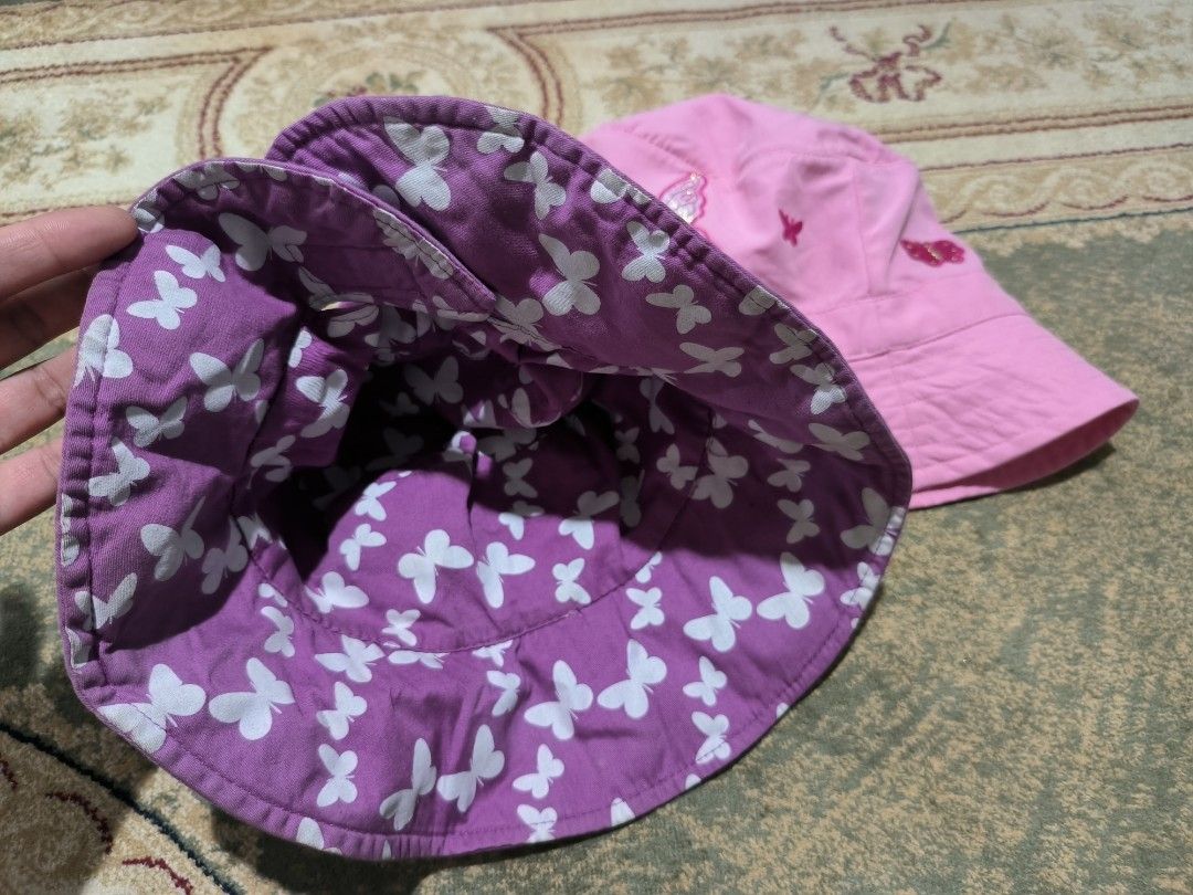 Girl pink purple princess reversible cap hat topi cantik comel, Babies ...