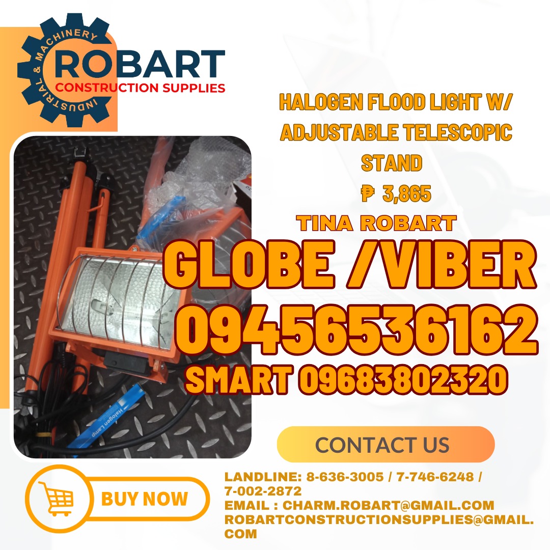 Halogen flood light w/ adjustable telescopic stand, Commercial ...