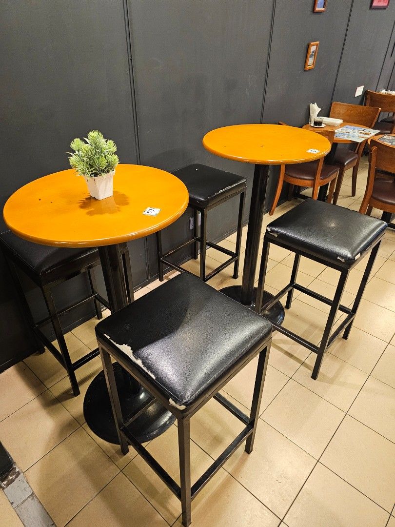 High Round High Tables & Leather Foamed Chairs, Furniture & Home Living ...