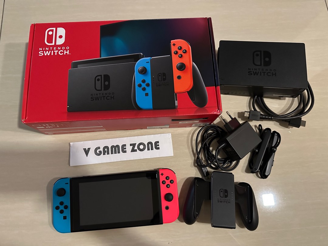 Nintendo Switch v2 Neon Full Set Gaming Console, Video Gaming, Video ...
