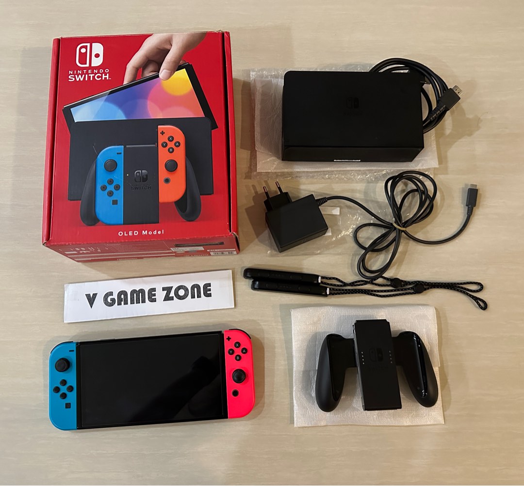 (Maxsoft Warranty until May 2025) Nintendo Switch OLED Neon Full Set ...