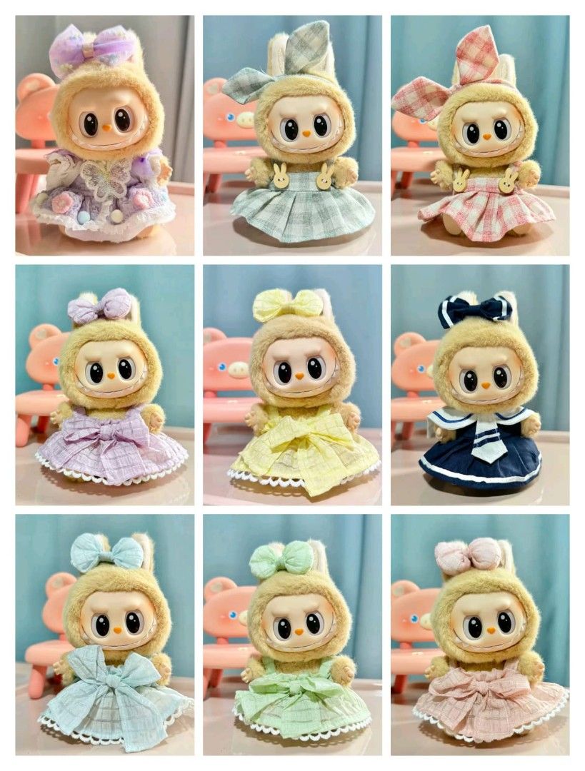 Labubu 3pcs Set Dress Outfit Clothes 17cm Labubu V1 standing Deco ...