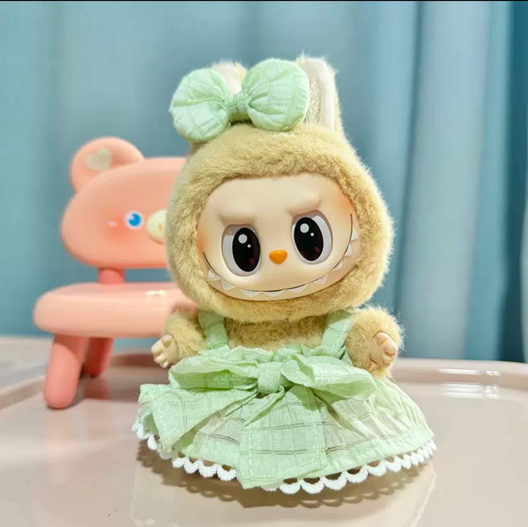 Labubu 3pcs Set Dress Outfit Clothes 17cm Labubu V1 standing Deco ...