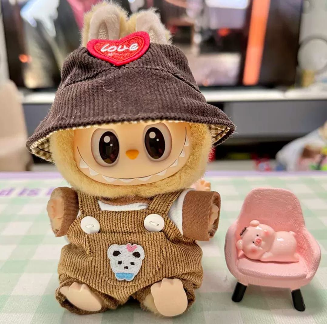 Labubu 3pcs Set Jumpsuit Outfit Clothes Shirt Pant 17cm Labubu V1 ...