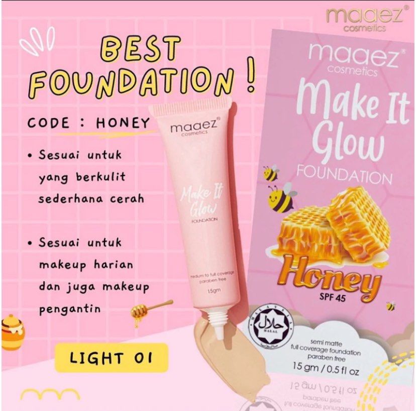 maaez foundation in code honey, Beauty & Personal Care, Face, Makeup on ...