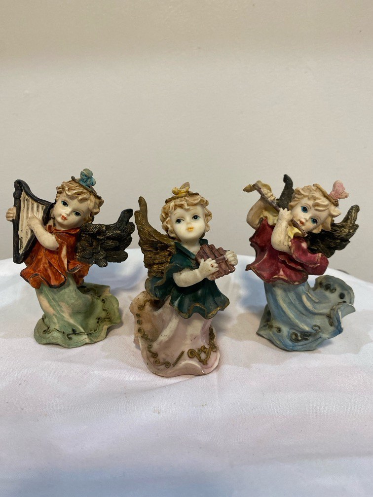 Musical Angel Figurines set of 3 | Classic Home Decor |Angel Figurine ...