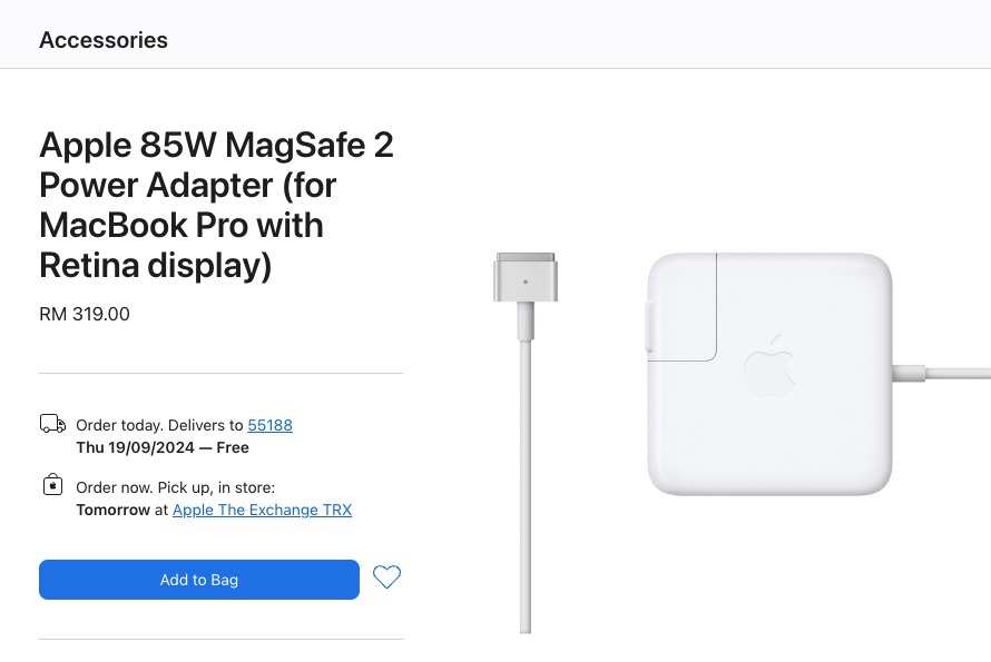 Original Magsafe-2 85W Charger (T-Pin), Genuine Magsafe2 Apple Power Adapter for Macbook Pro 15 ...