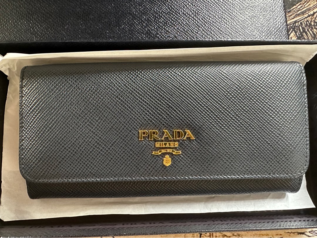 Original PRADA Long Wallet (Navy Blue), Women's Fashion, Bags & Wallets ...