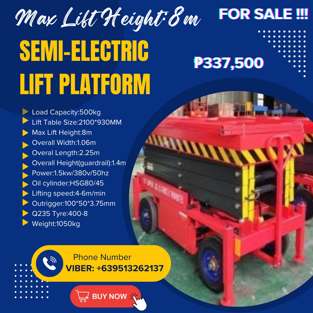 Semi-electric lift platform Max Lift Height:8m, Commercial & Industrial ...