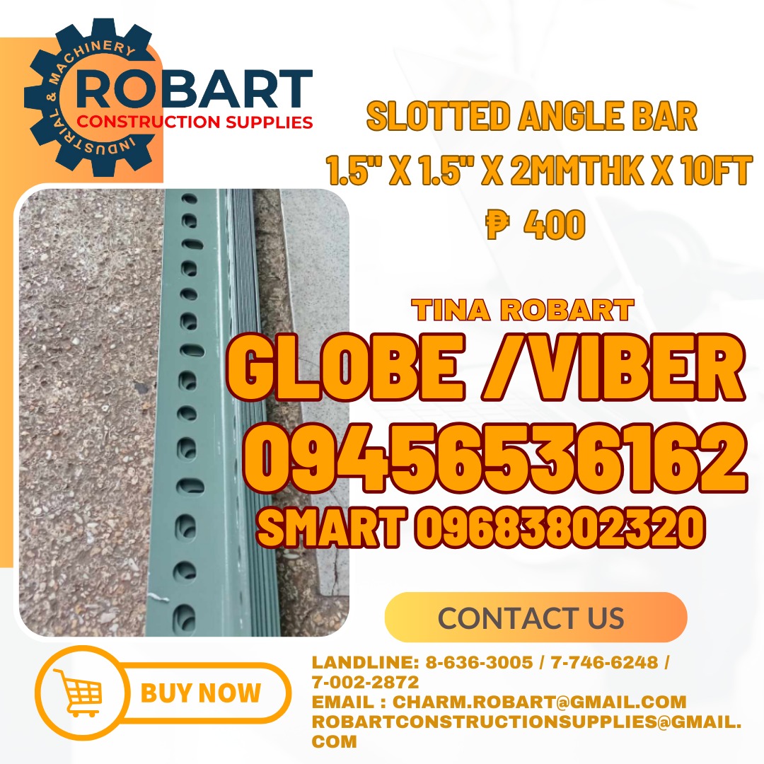 Slotted Angle Bar 1.5" x 1.5" x 2mmthk x 10ft, Commercial & Industrial ...