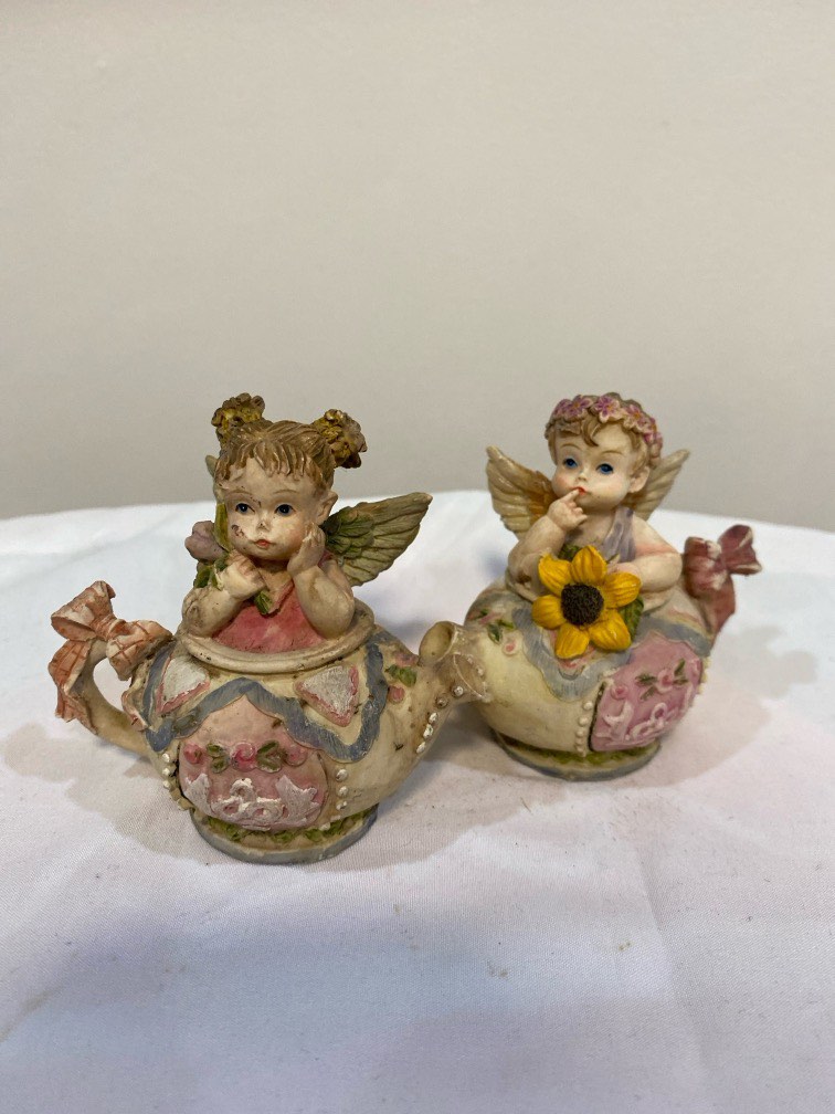 TEAPOT ANGEL FIGURINES| CLASSIC HOME DECOR | ANGEL FIGURINE SET ...
