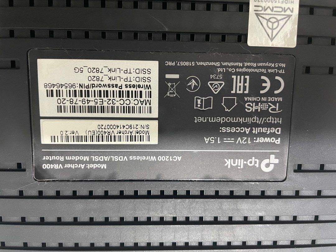 TP Link Archer VR400 AC1200 Wireless VDSL/ADSL Modem Router, Computers ...