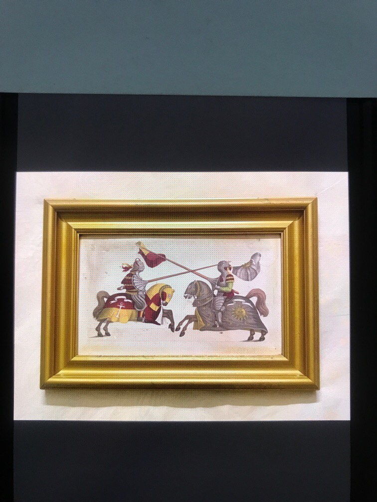 Vintage “ JOUSTING “ A game in medieval era art print framed / 48x33cms ...